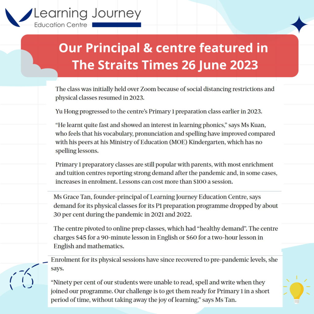 We are featured in The Straits Times - P1 English Preparatory Classes ...
